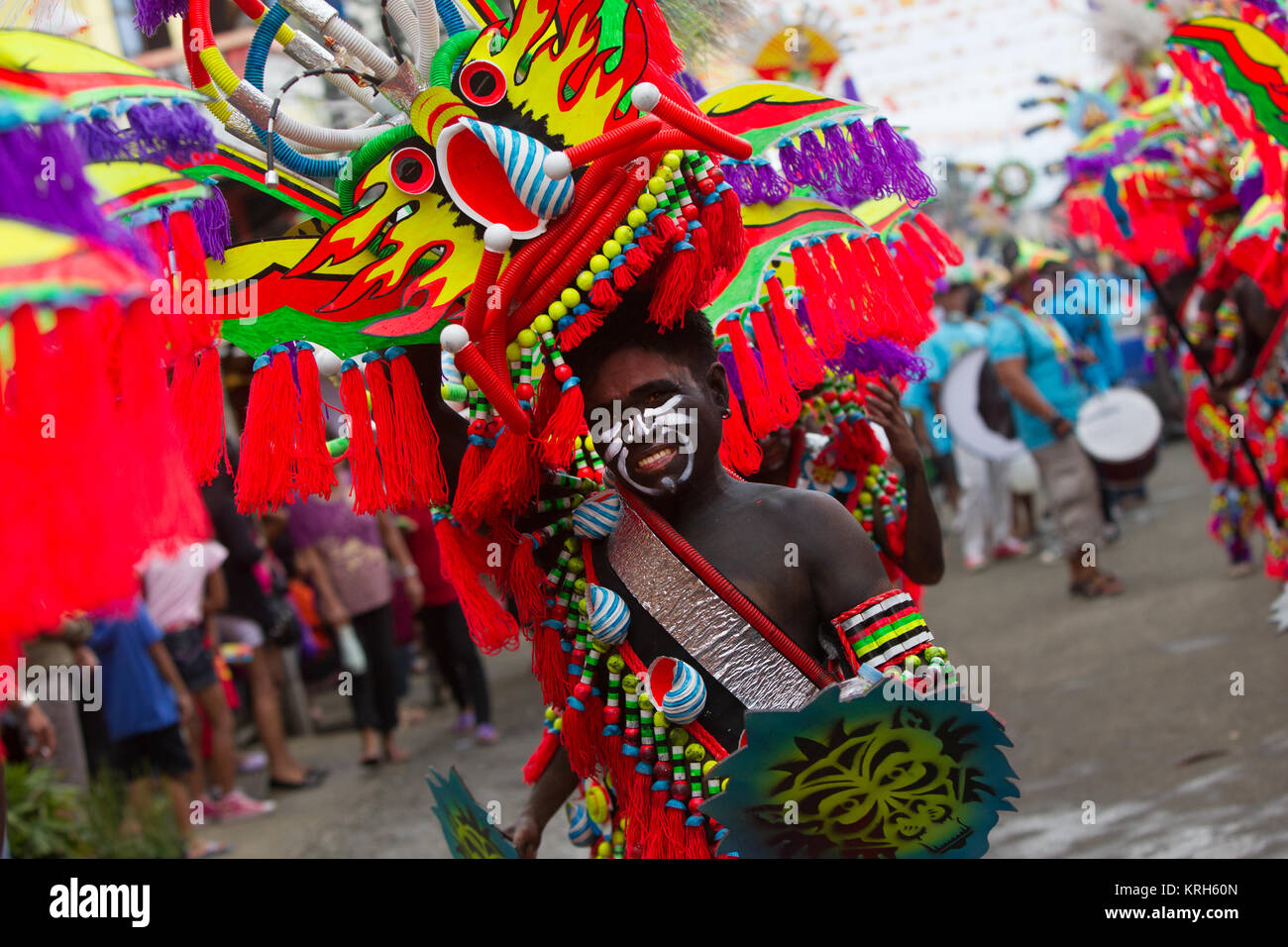 Participants and revellers in the annual Ati-Atihan festival,Kalibo ...