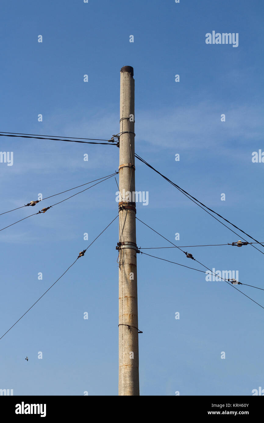 Concrete pillar anchored with steel cables Stock Photo - Alamy