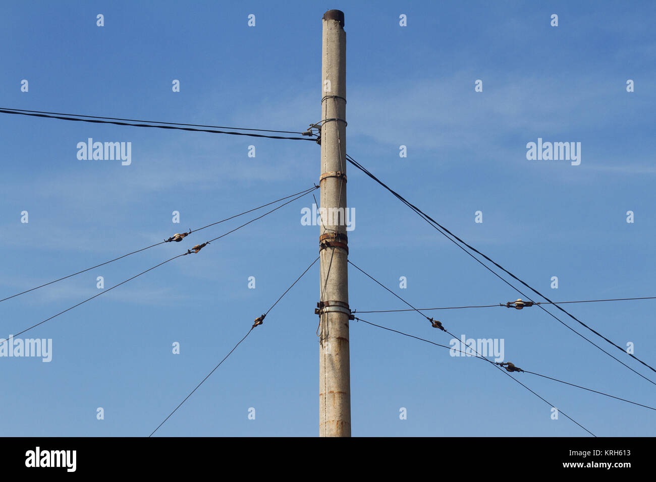 Concrete pillar anchored with steel cables Stock Photo - Alamy