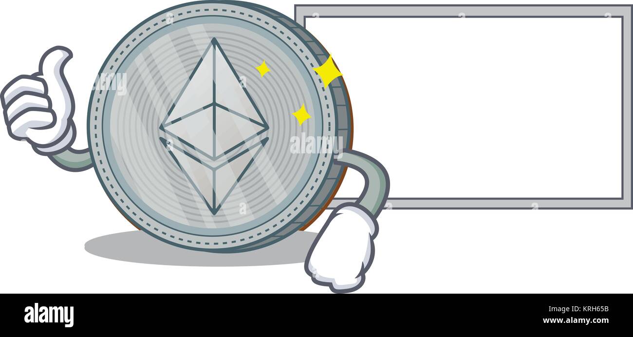 Thumbs up with board Ethereum coin character cartoon Stock Vector Image ...