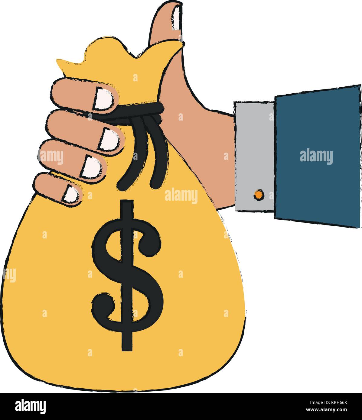 Hand with money bag Stock Vector Image & Art - Alamy