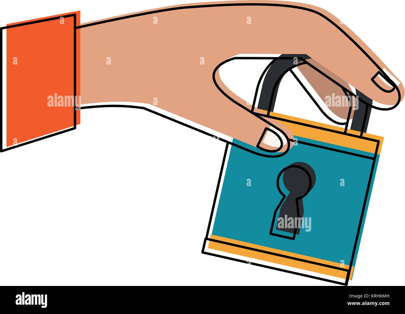 Hand with padlock Stock Vector Image & Art - Alamy