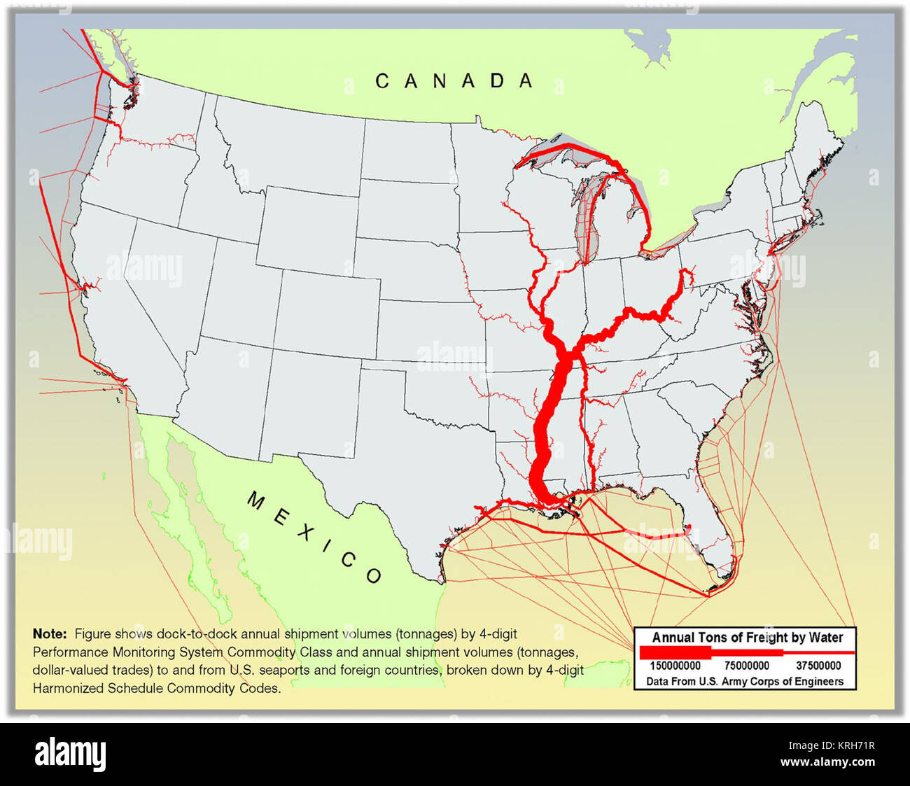 Waterway Tonnage USA 2005 Stock Photo - Alamy