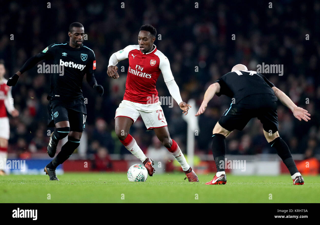 Arsenal's Danny Welbeck (centre) in action during the Carabao Cup ...