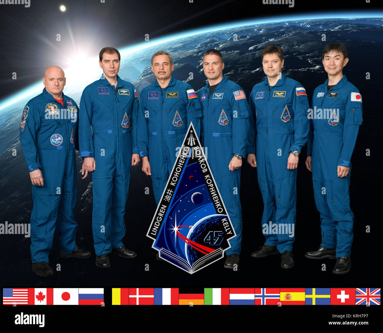 Expedition 45 Crew Portrait with Commander Scott Kelly, Flight Engineer ...