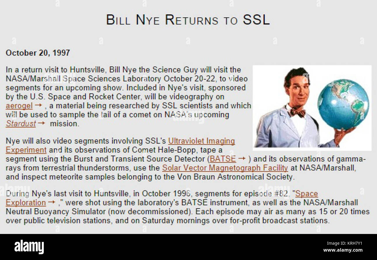 1997 Bill Nye Returns to SSL Stock Photo - Alamy