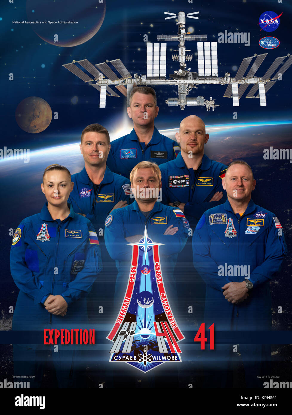 Expedition 41 crew poster Expedition 41 crew poster Stock Photo - Alamy