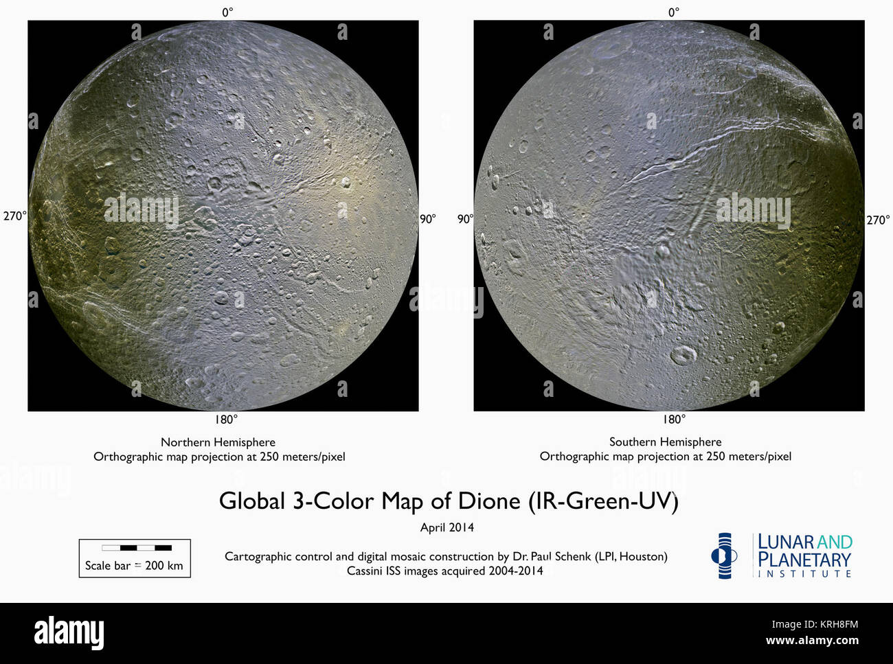 Color Dione polar maps PIA18434 Nov. 2014 Stock Photo - Alamy