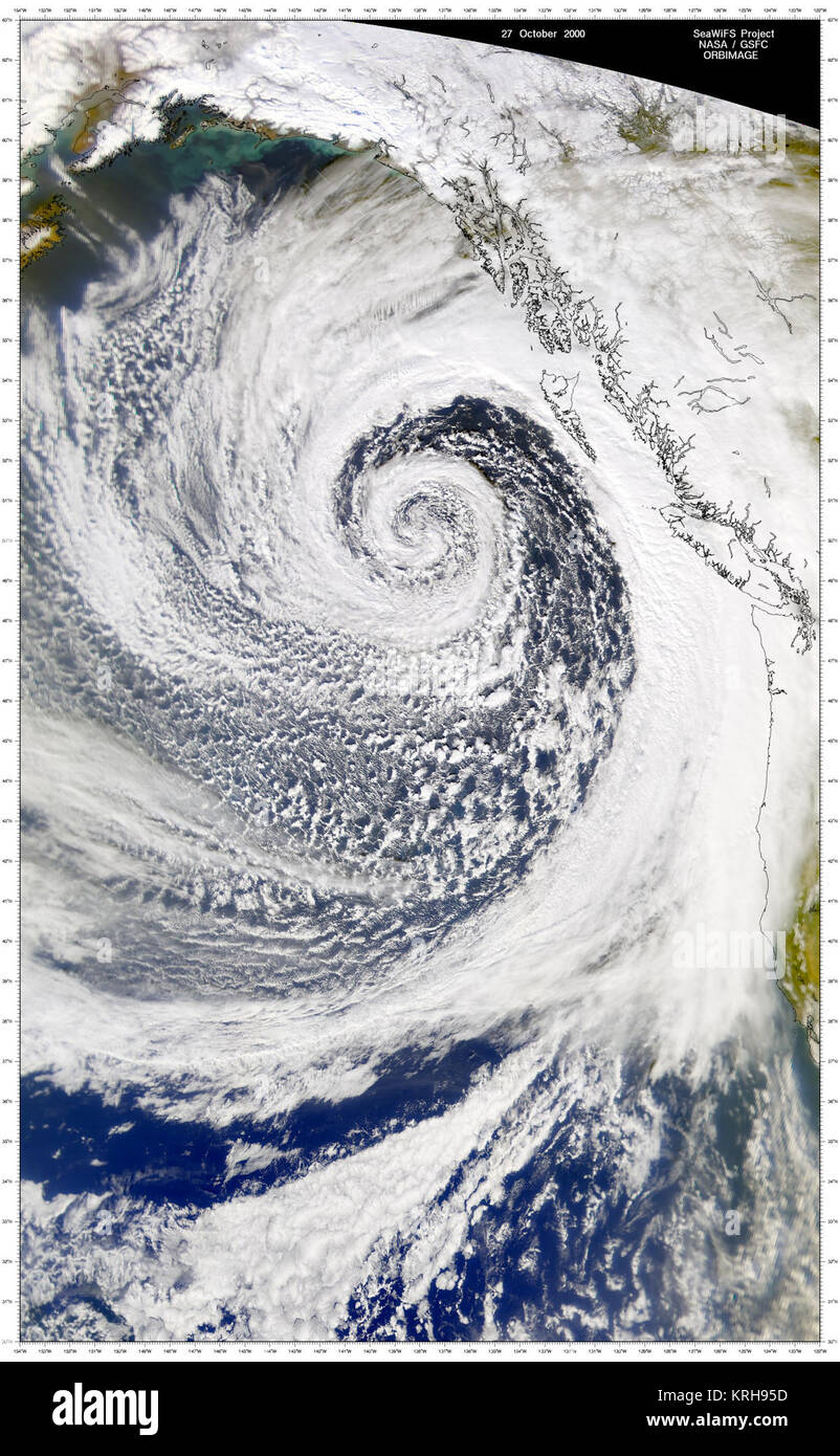 October 2000 winter storm at peak intensity, on October 27, 2000 Stock ...