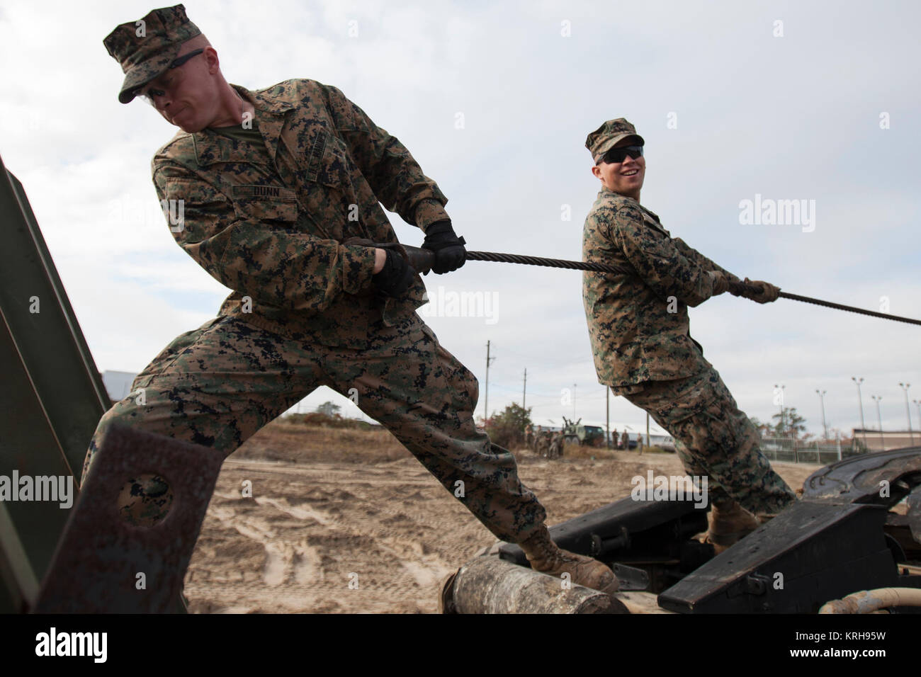 U.S. Marine Corps Lance Cpl. Cole A. Dunn, left, 2nd Transportation ...