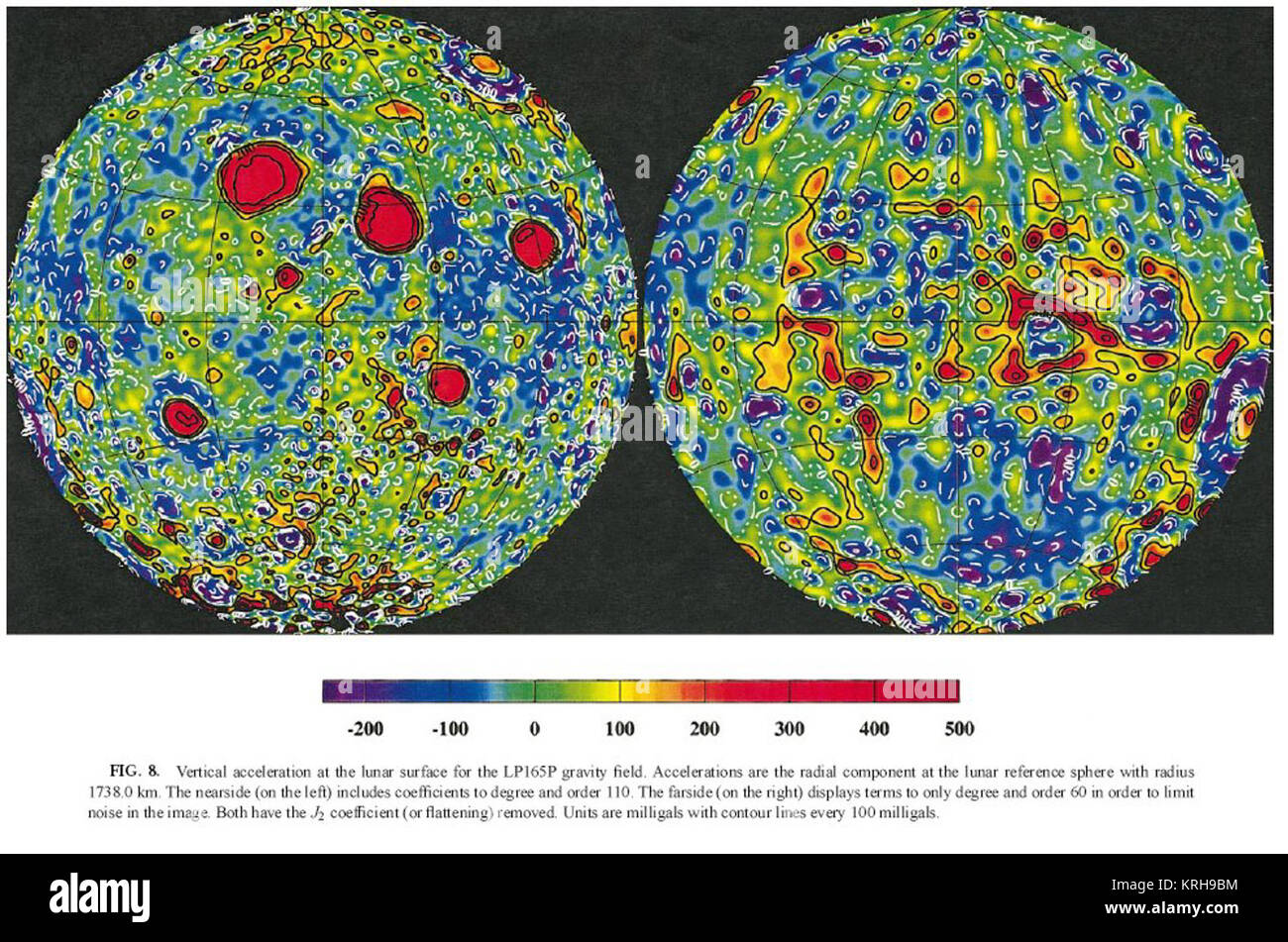 Gravity map of the Moon (Lunar Prospector Stock Photo - Alamy