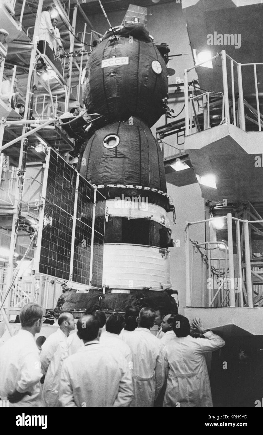 The Soviet Soyuz spacecraft for the Apollo-Soyuz Test Project mission ...