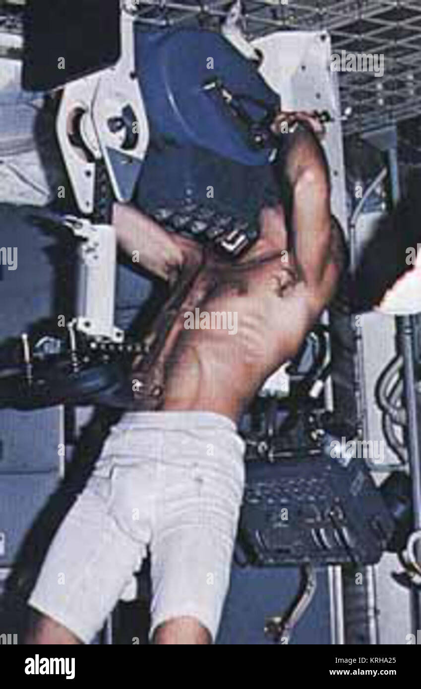 Skylab 2 Conrad using bicycle ergometer 3 Stock Photo - Alamy