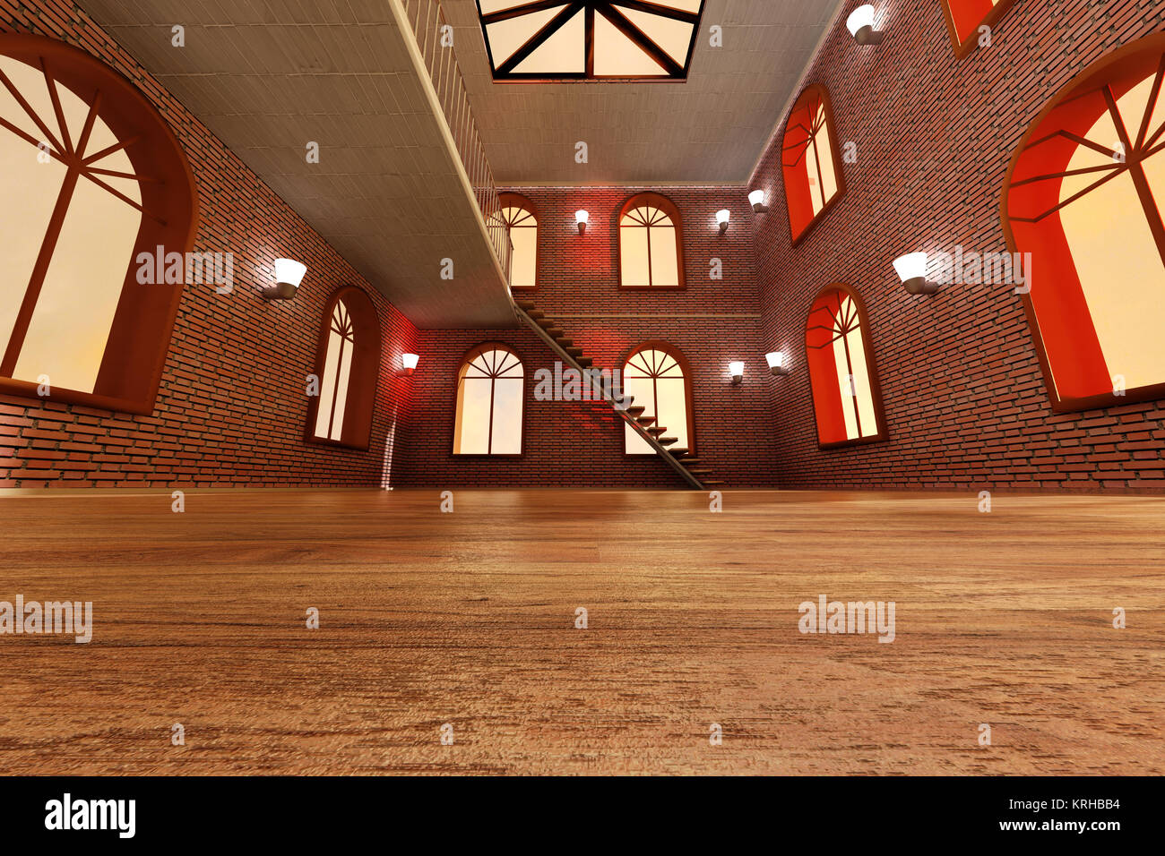 Architecture visualization of a Loft interior. 3D rendered Illustration ...