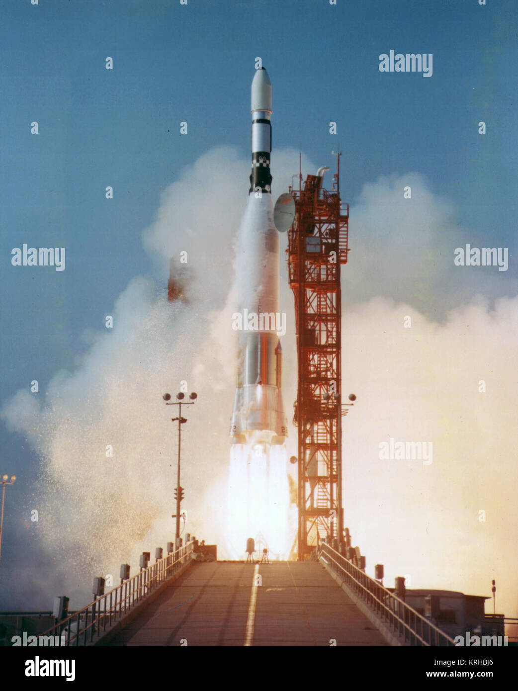 Atlas Agena launching Lunar Orbiter 4 Stock Photo - Alamy