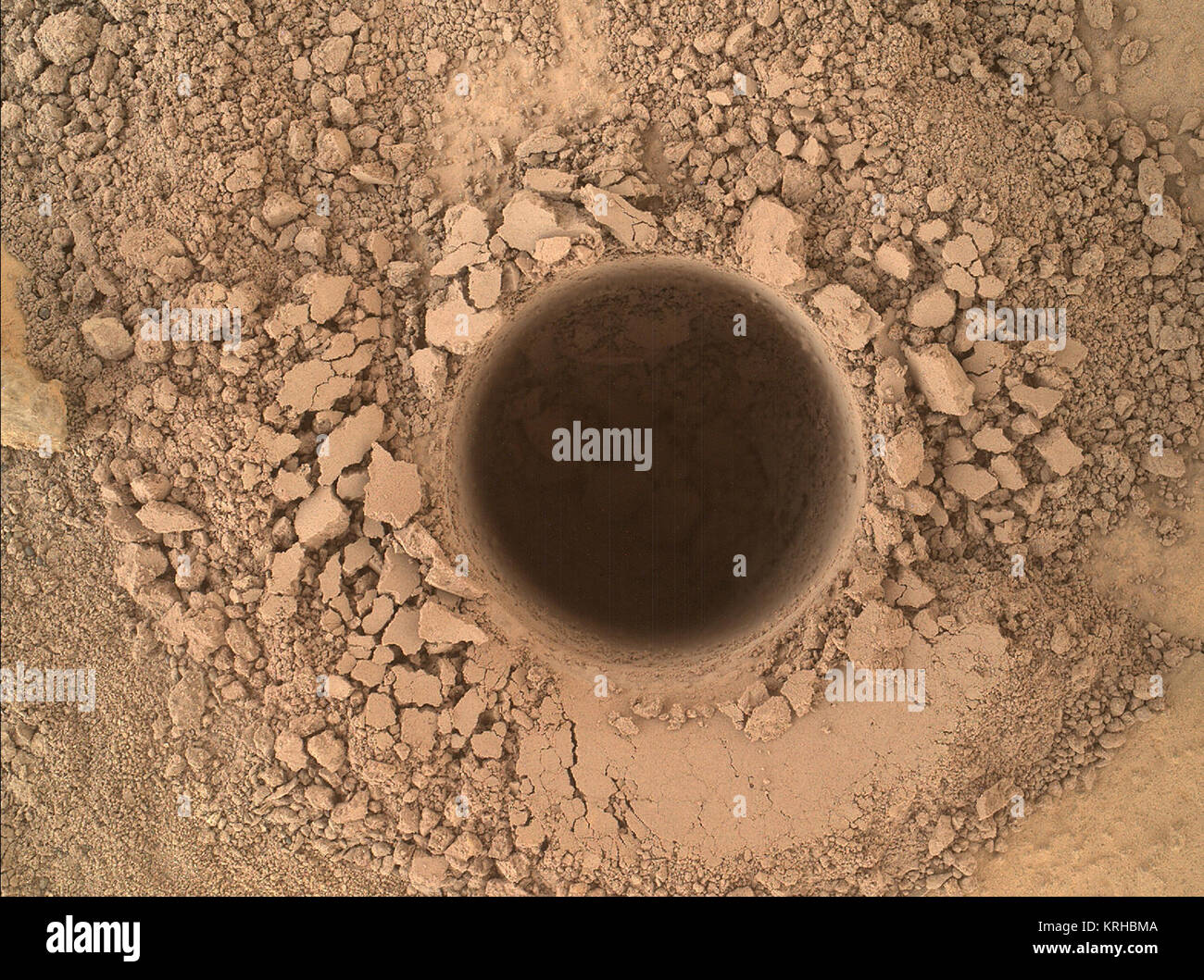 PIA18609 - First Sampling Hole in Mount Sharp Stock Photo - Alamy