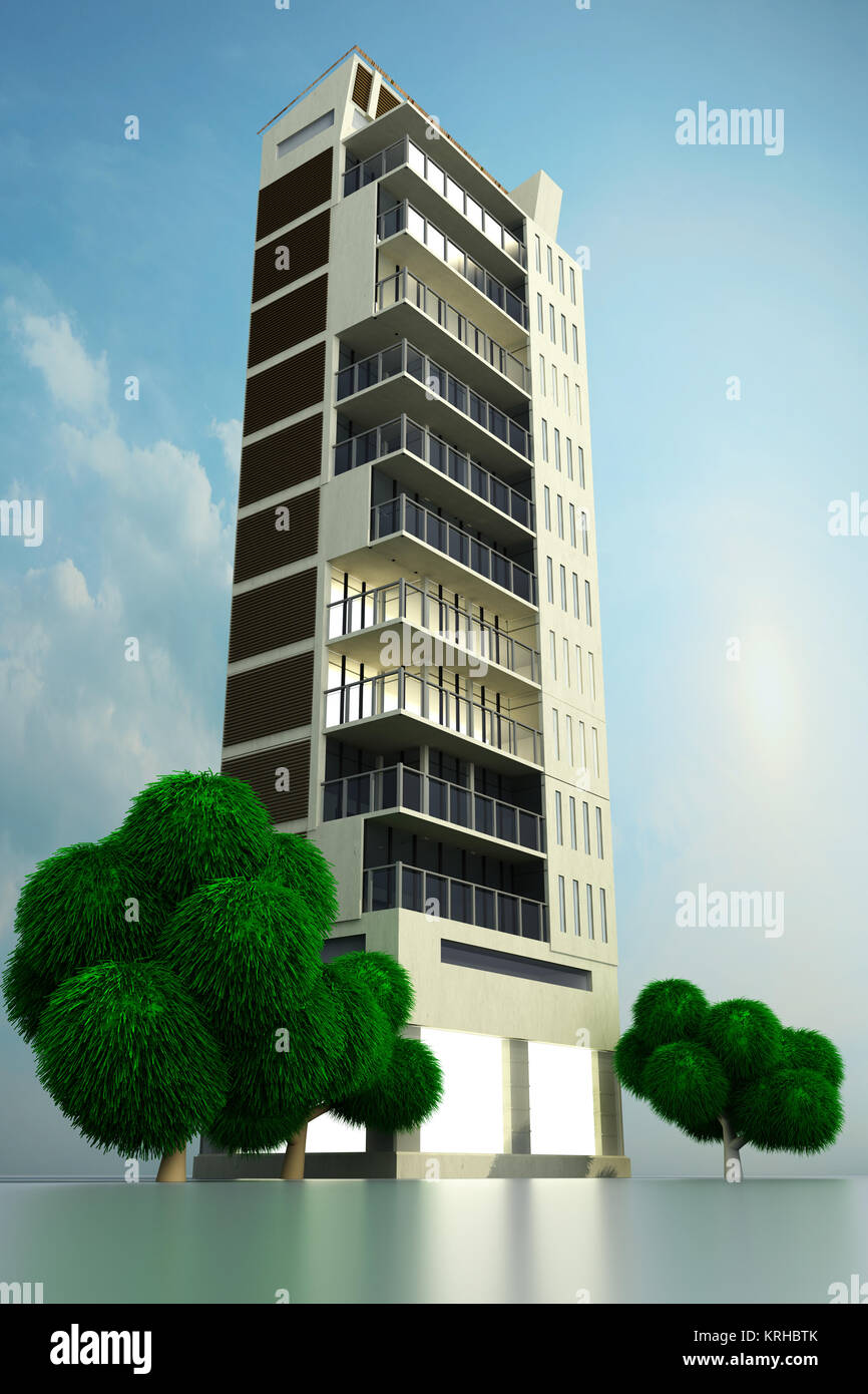 A contemporary modern urban building. 3D Illustration Stock Photo - Alamy