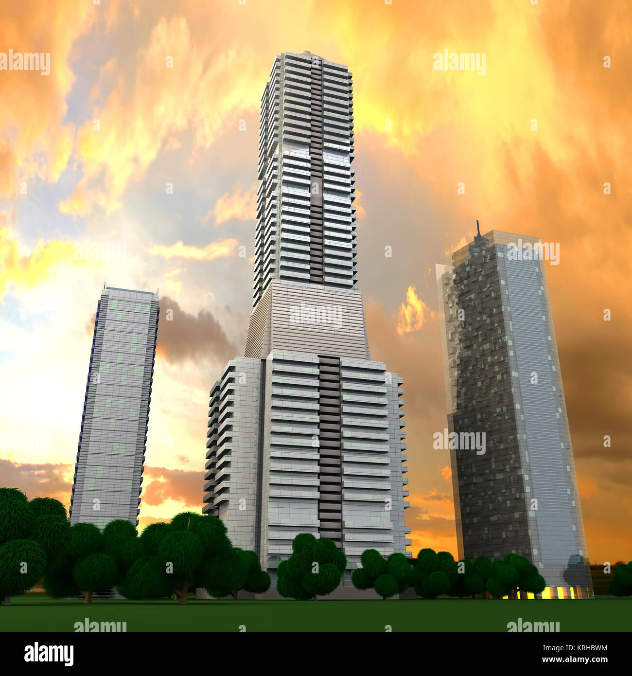 A contemporary skyscraper. 3D rendered Illustration Stock Photo - Alamy