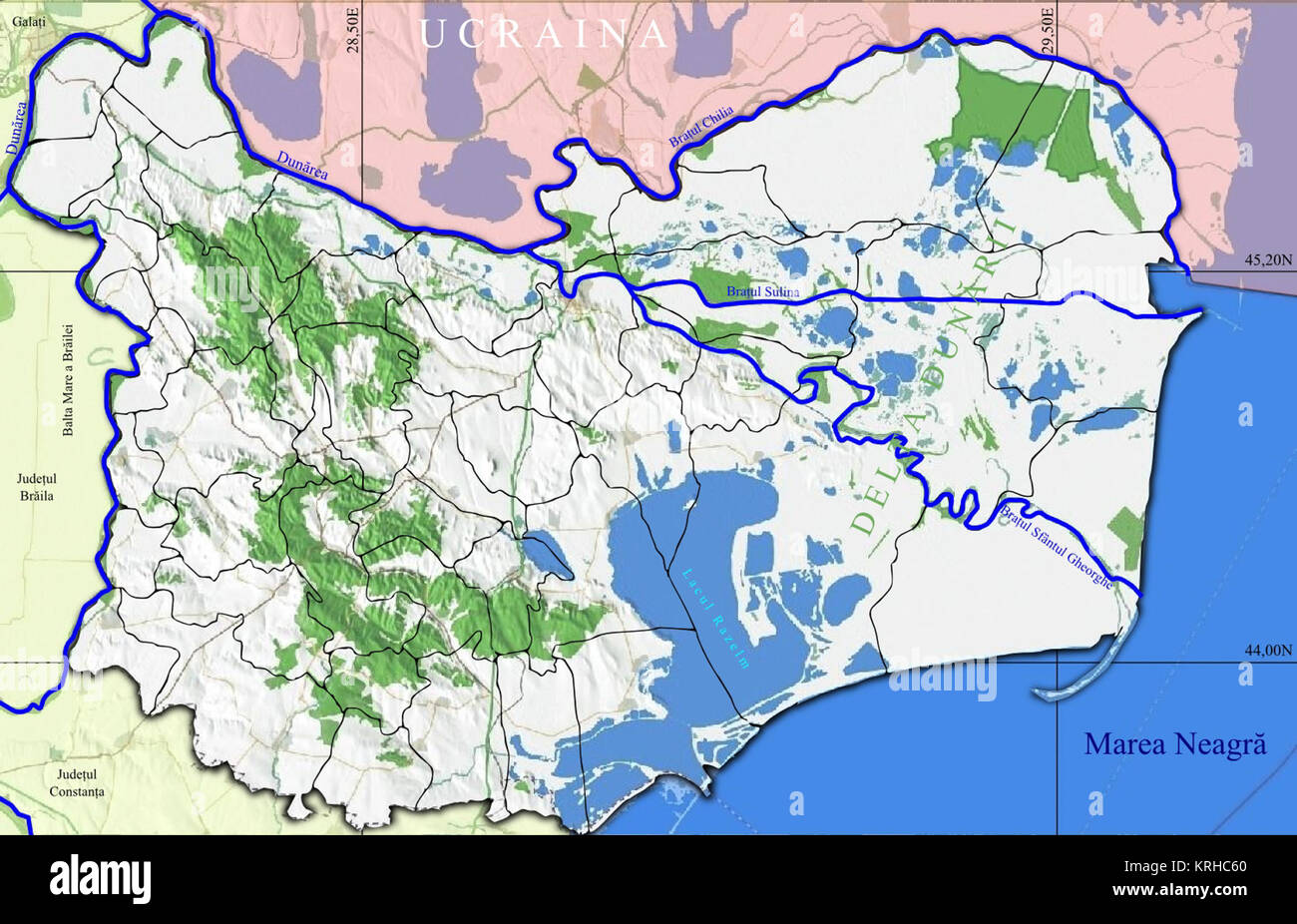 Romania relief Tulcea Location map Stock Photo - Alamy