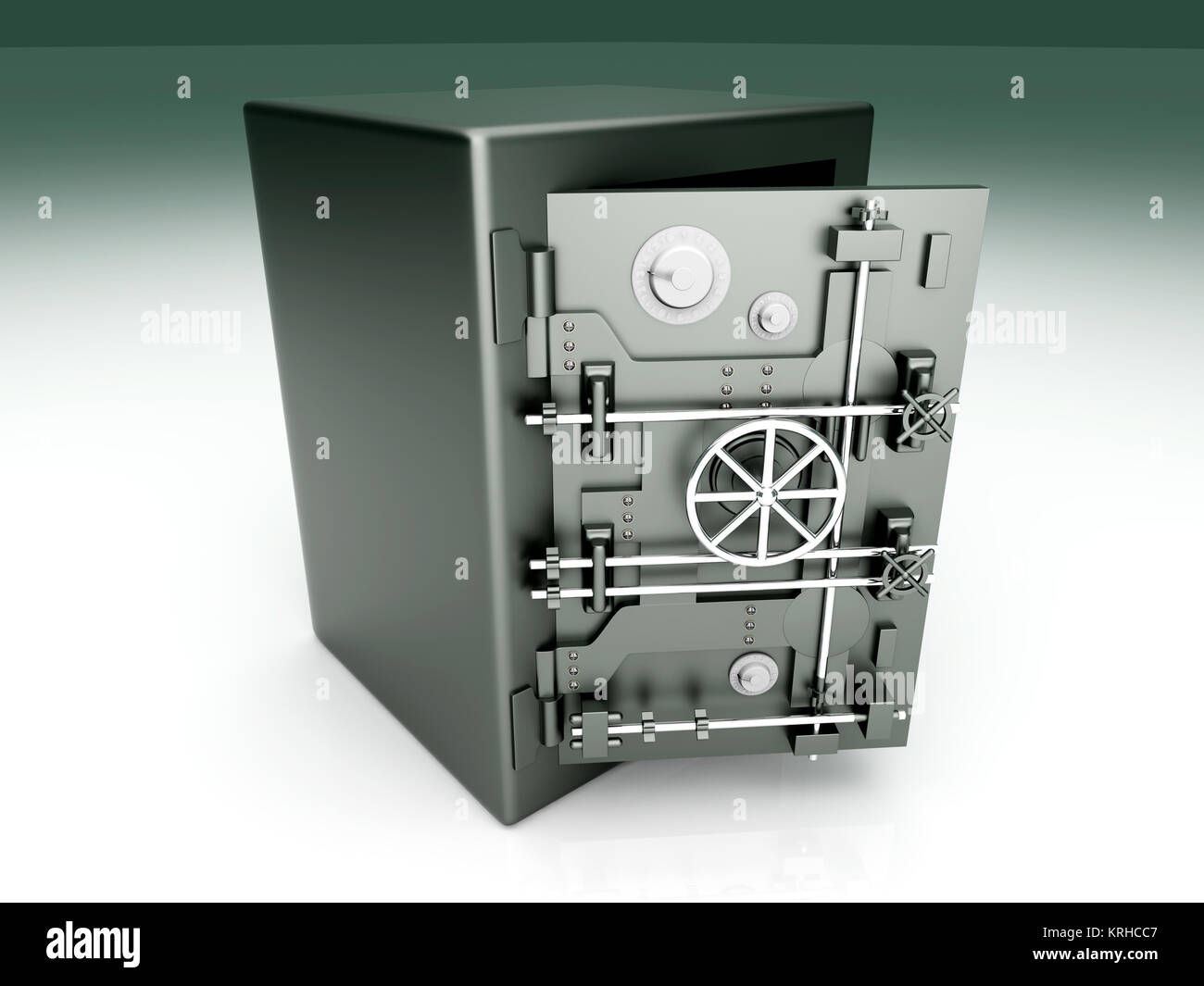 A open bank safe. 3D rendered Illustration Stock Photo - Alamy