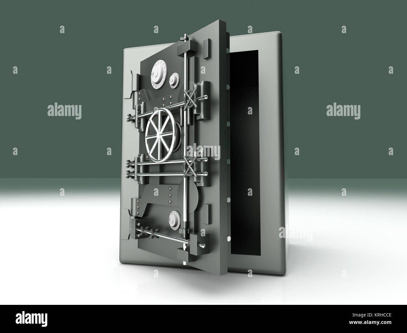A open bank safe. 3D rendered Illustration Stock Photo - Alamy