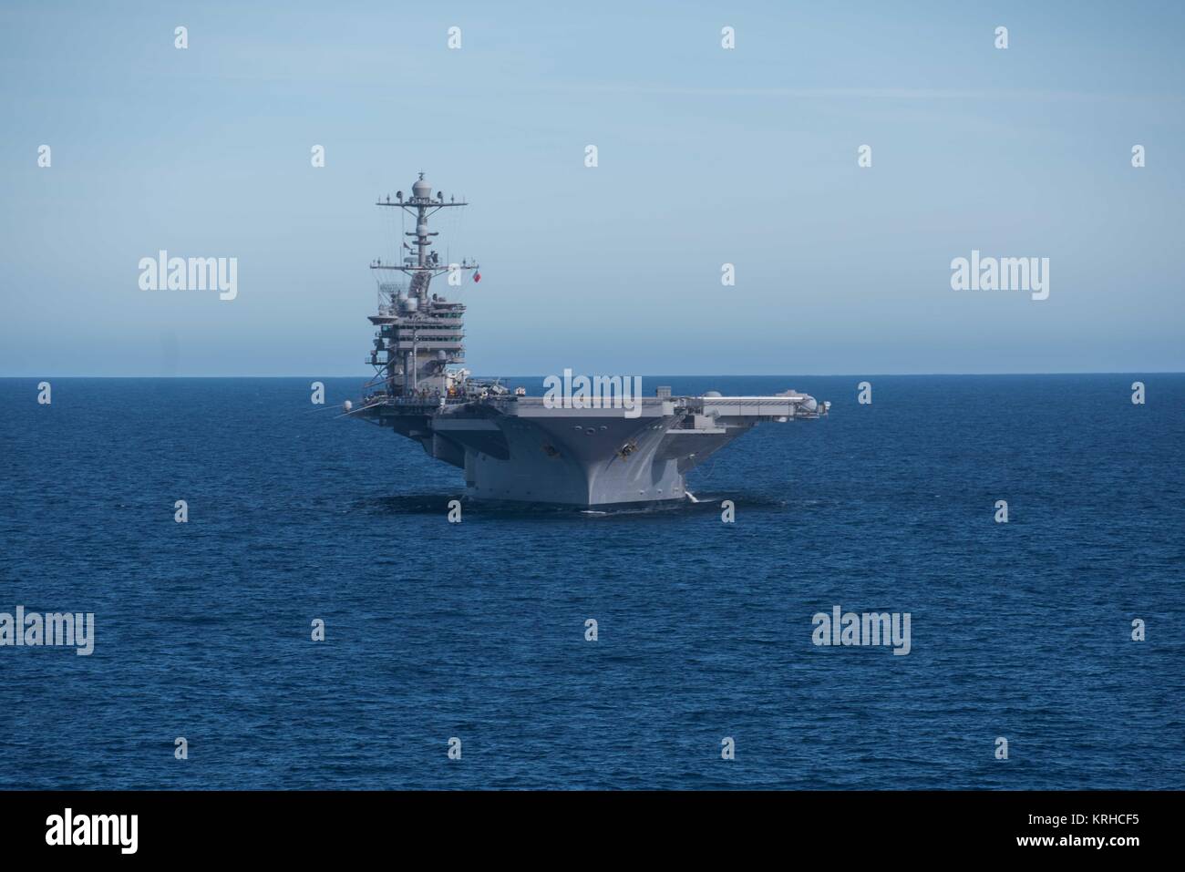 The USN Nimitz-class aircraft carrier USS John C. Stennis steams underway December 14, 2016 in ...