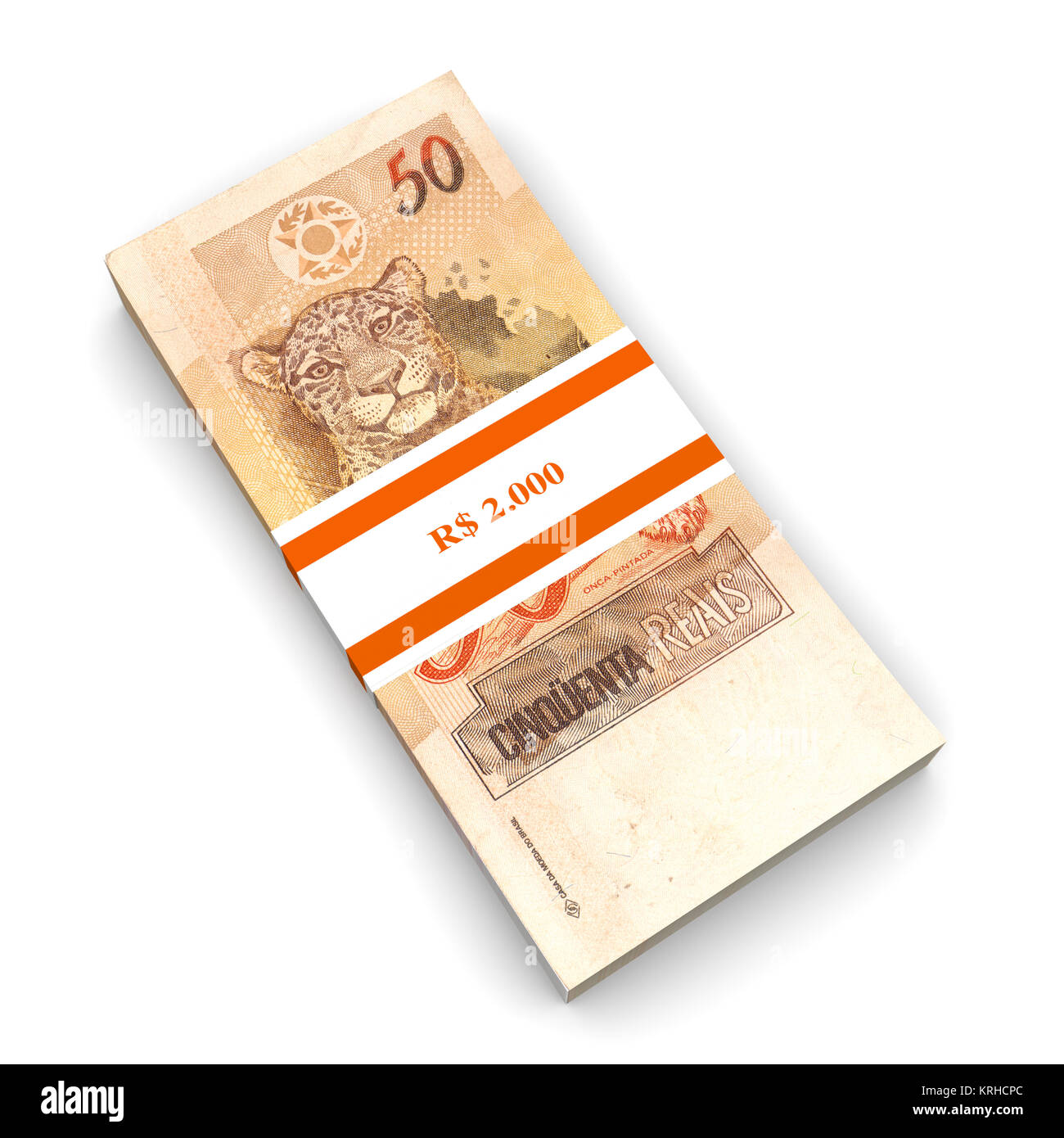 50 Real notes. The brazilian currency. 3D rendered Illustration ...