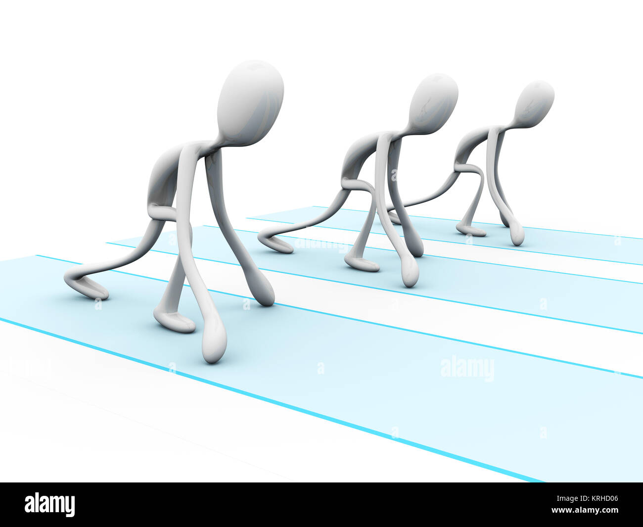 A group of competing runners. 3d rendered illustration. Isolated on ...