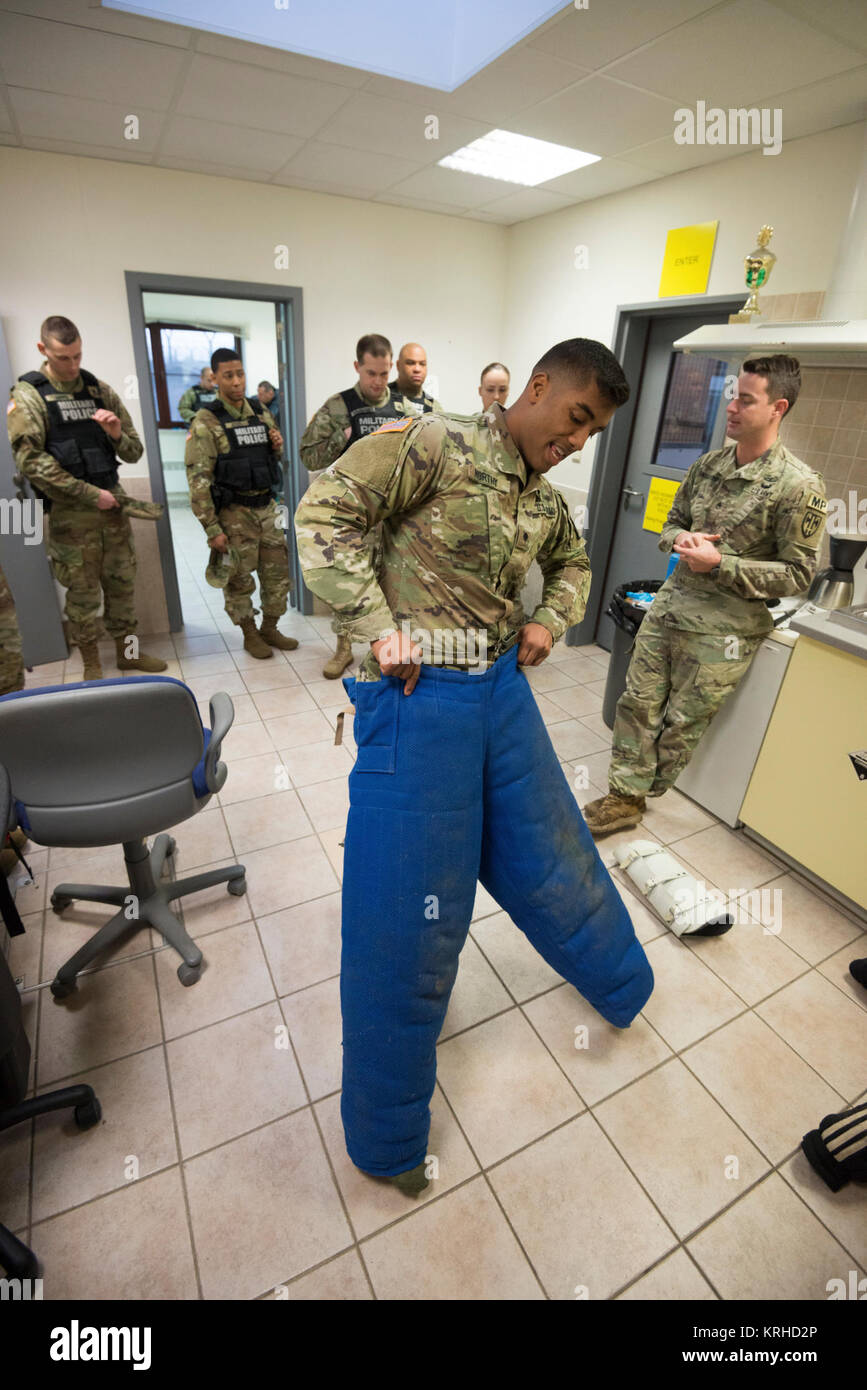U.S. Army Spc. Manuel Northy, assigned to the Provost Marshall Office ...