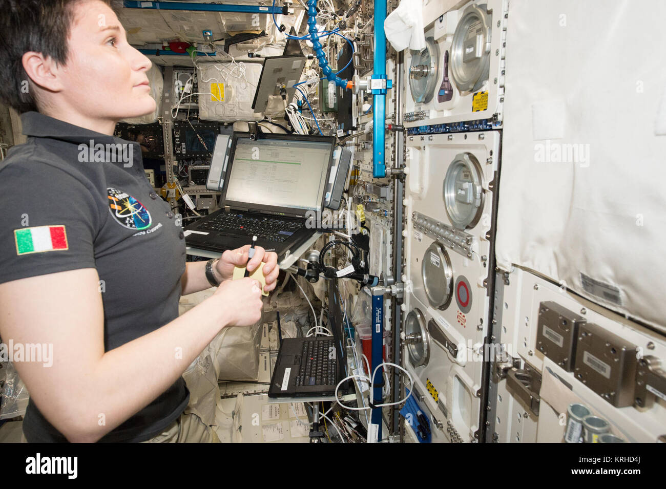 ISS-43 Samantha Cristoforetti on the Biolab in the Columbus module ...