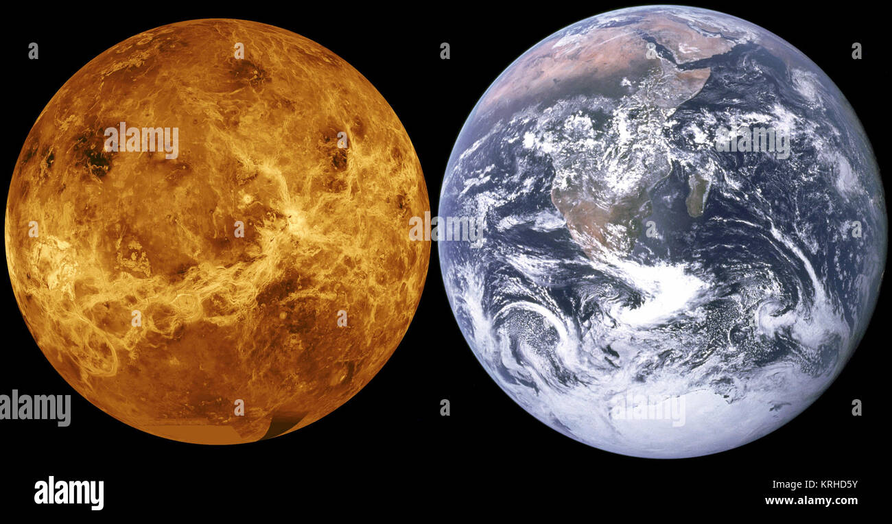 Venus, Earth size comparison Stock Photo - Alamy
