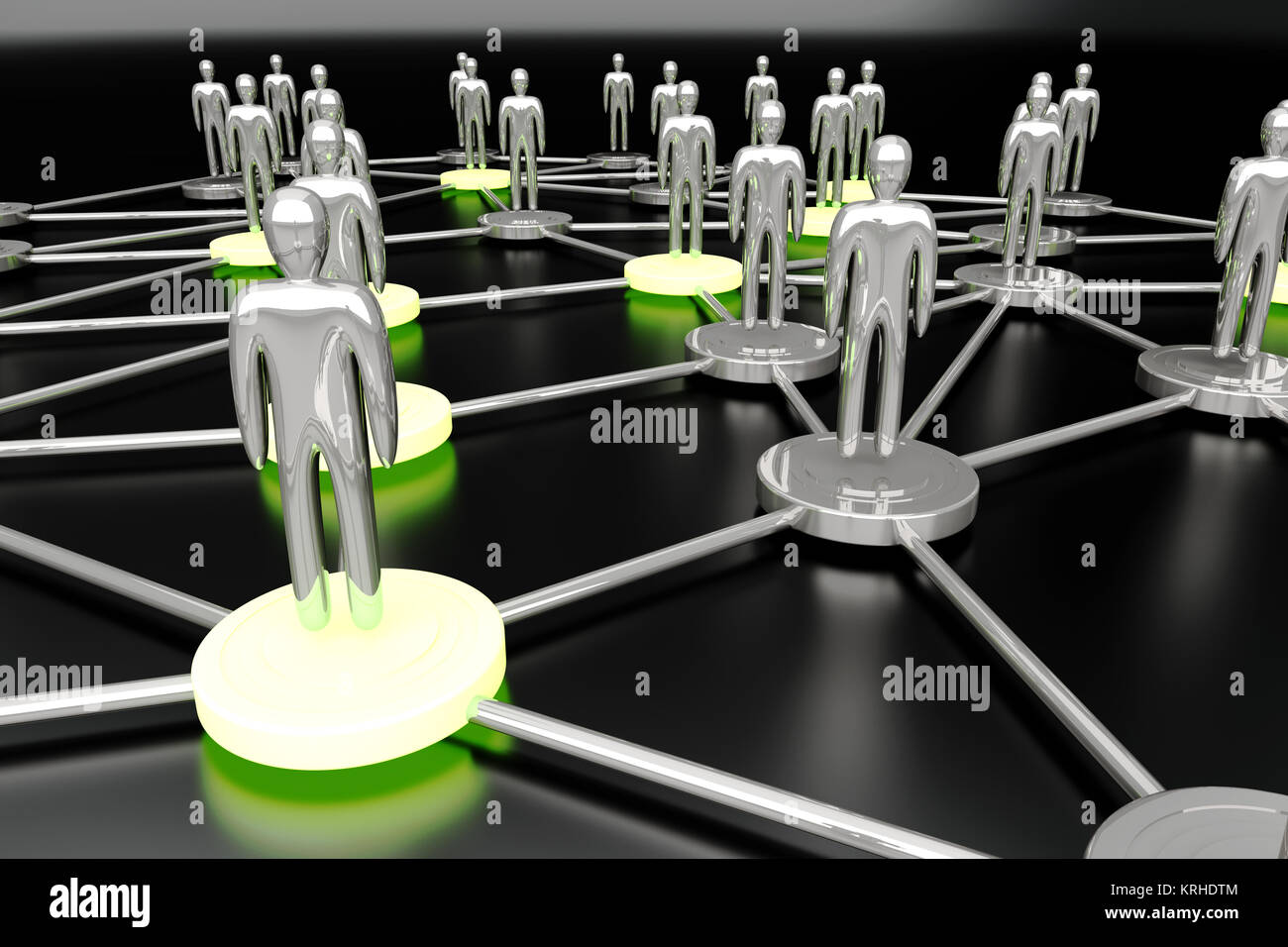 Activated nodes in a social network. 3D rendered Illustration Stock ...