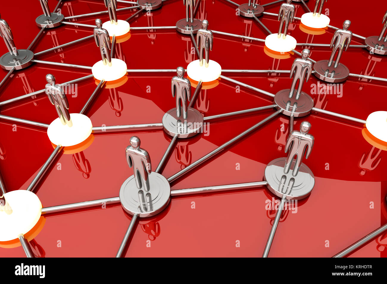 Activated nodes in a social network. 3D rendered Illustration Stock ...