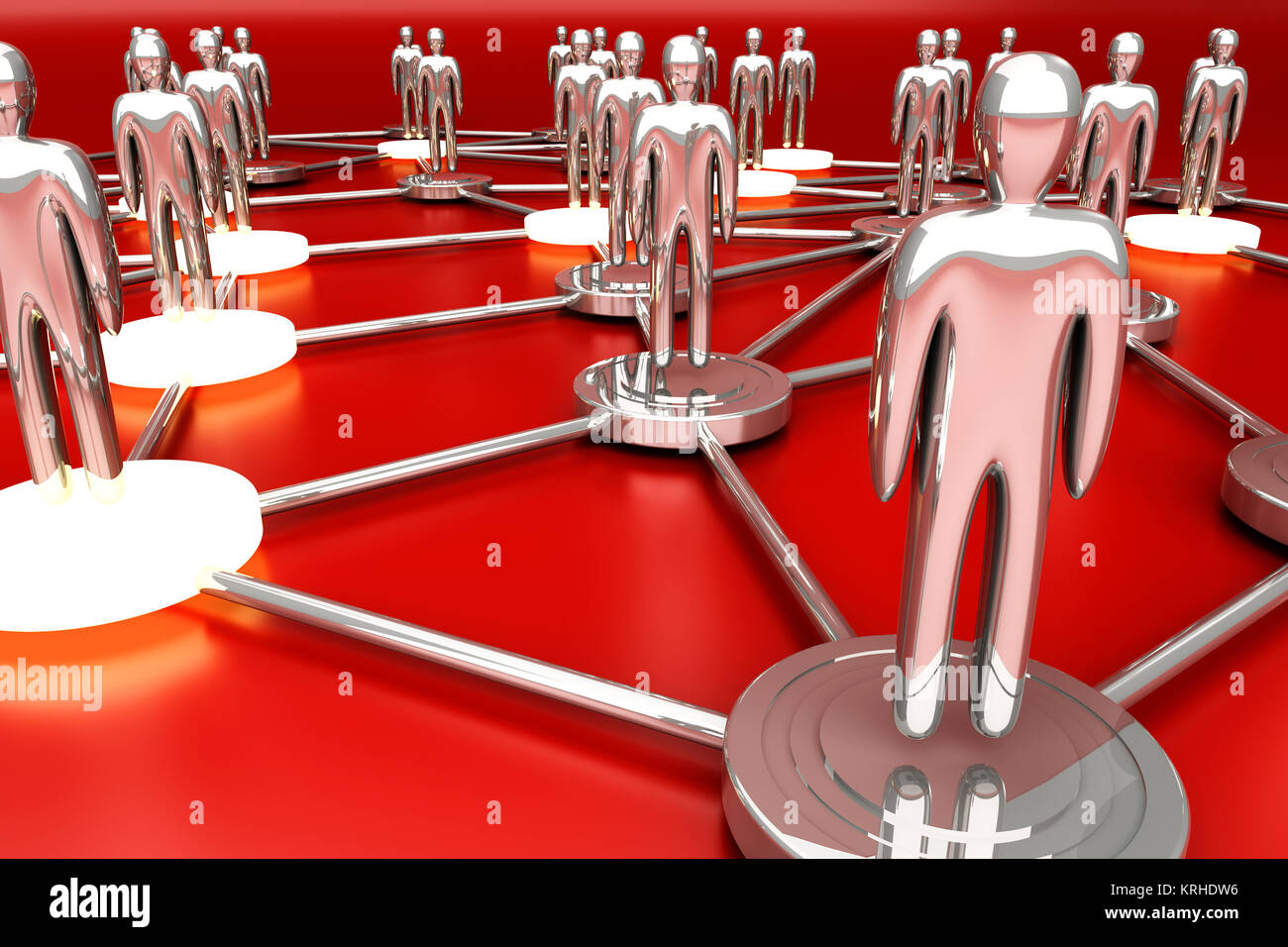 Activated nodes in a social network. 3D rendered Illustration Stock ...