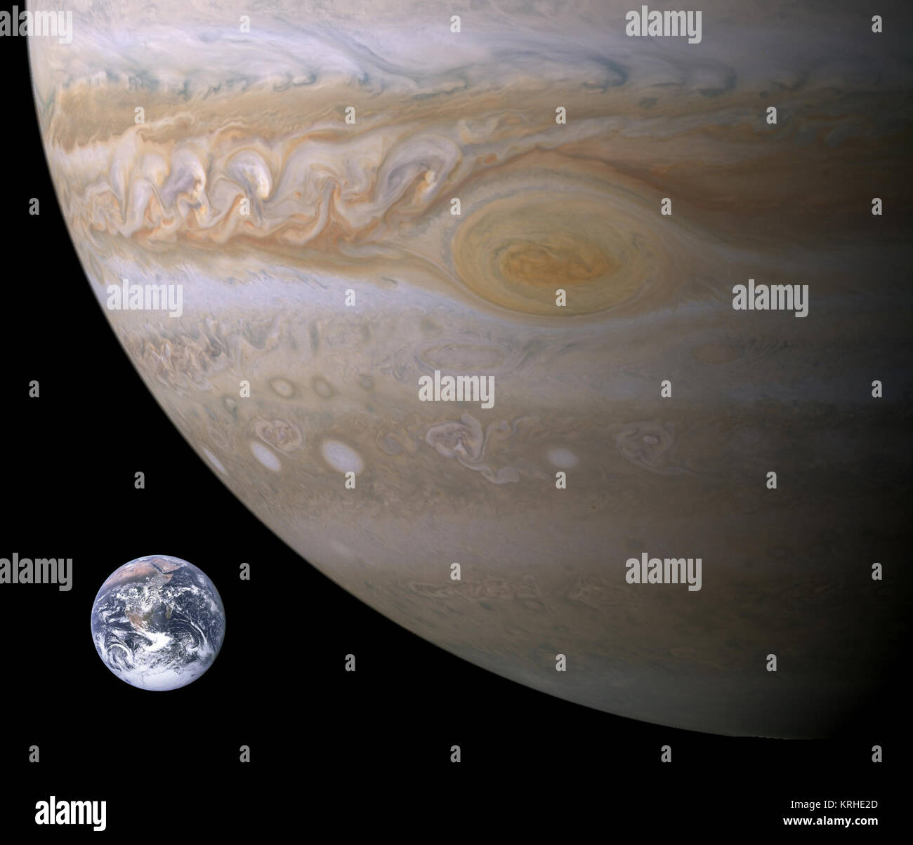 Jupiter, Earth size comparison Stock Photo - Alamy