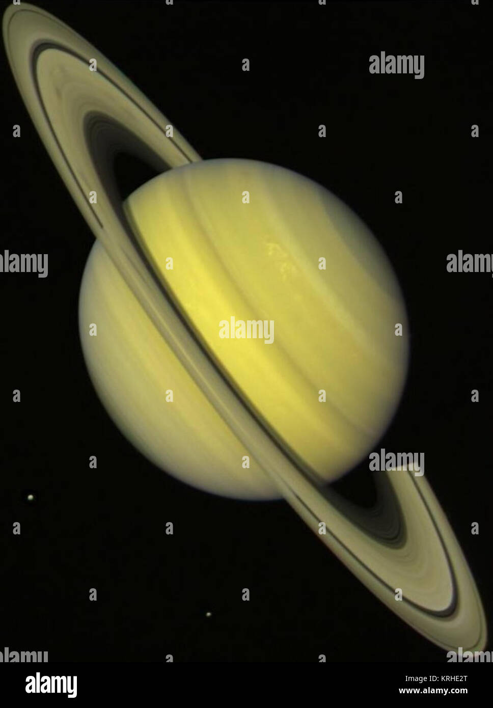 Saturn With Rhea and Dione (true color Stock Photo - Alamy