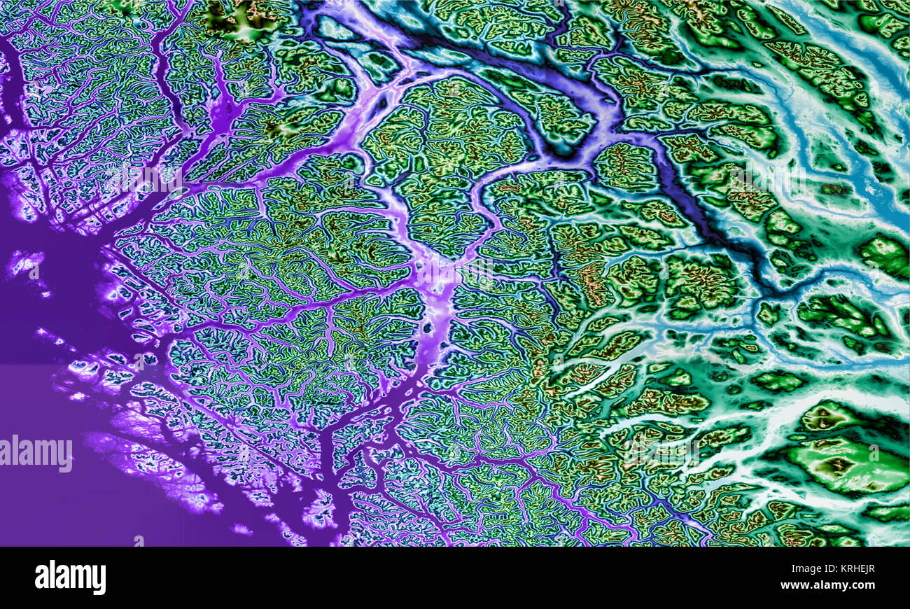 Kitimat Mtn Ranges 53to56N 126to131W Topo Rainbow Zebra 918 Stock Photo ...