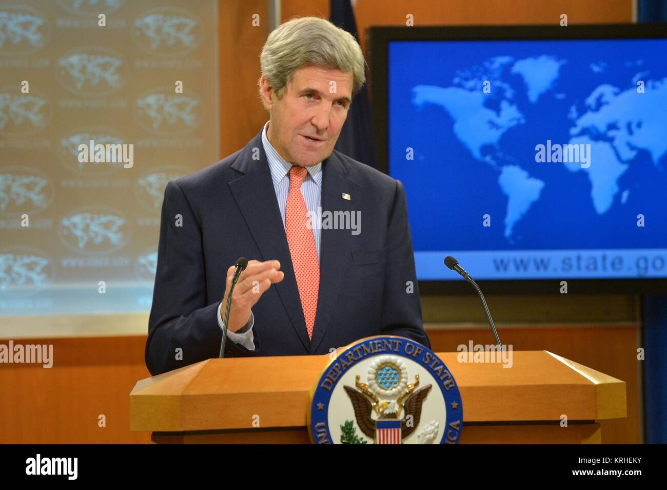 U S Secretary Of State John Kerry Speaks About Syria During The Daily