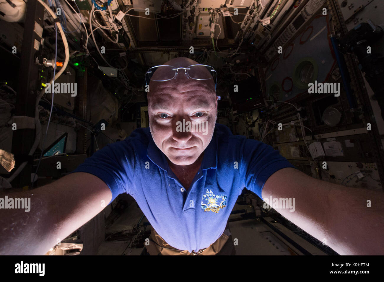 ISS-44 Scott Kelly in the Columbus module Stock Photo - Alamy