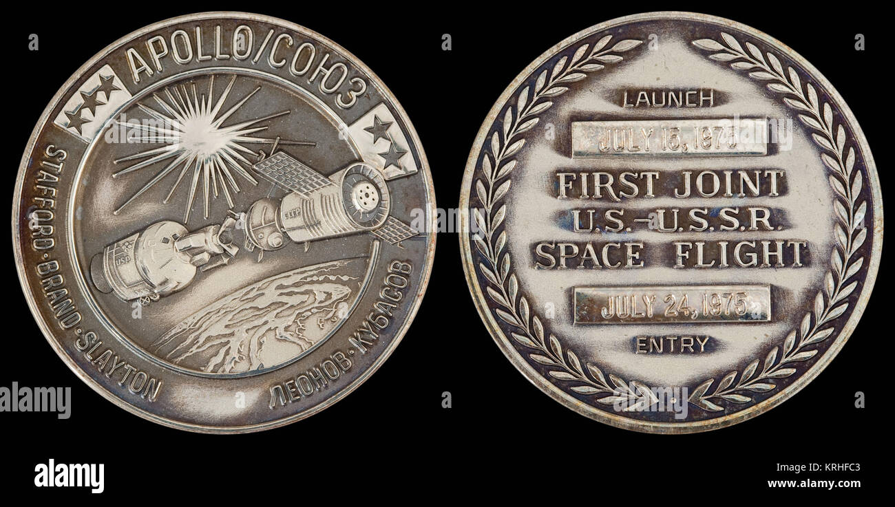Apollo-Soyuz Test Project Flown Silver Robbins Medallion Stock Photo ...