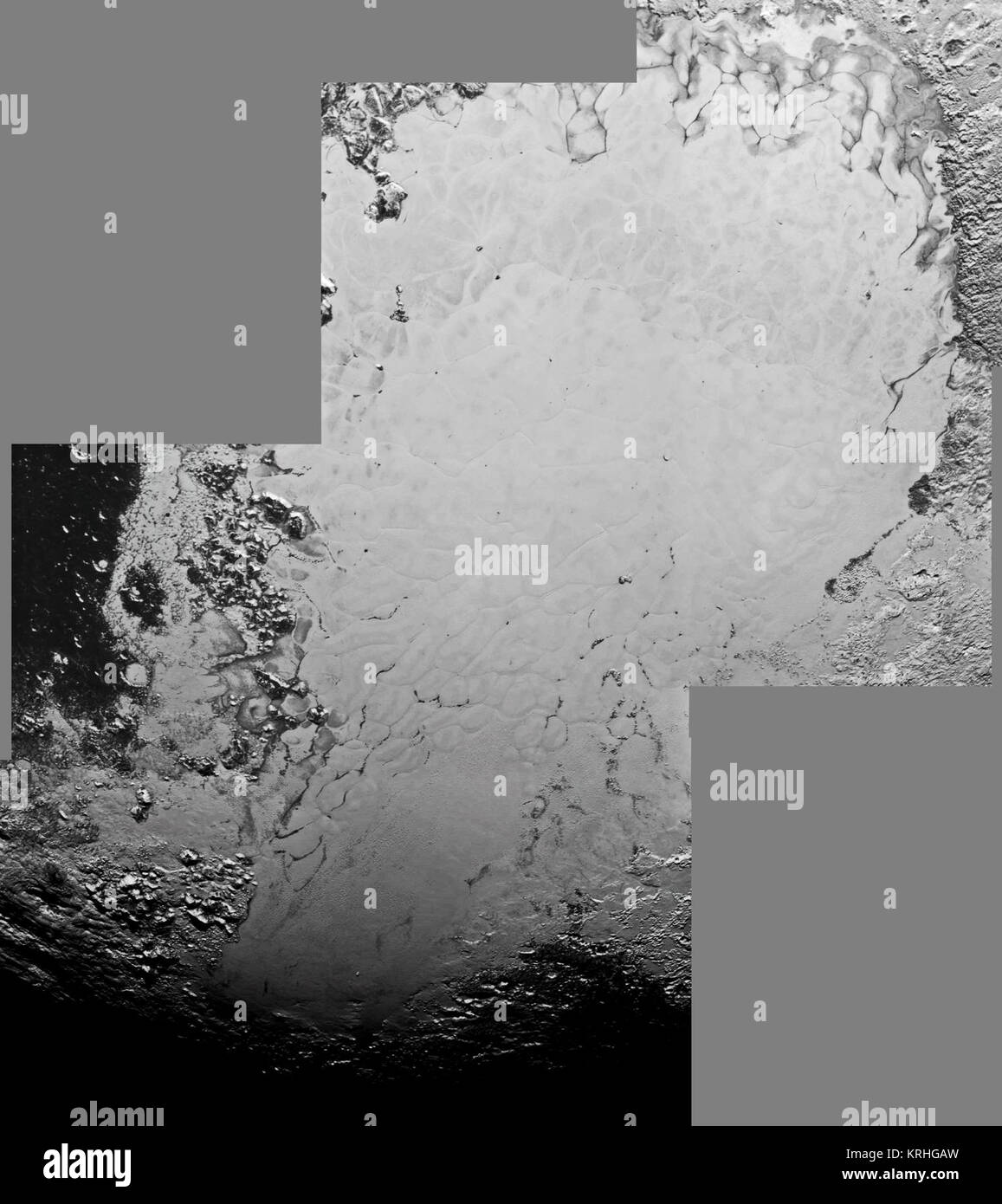 Pluto's Tombaugh Regio - raw images mosaic - edited Stock Photo - Alamy