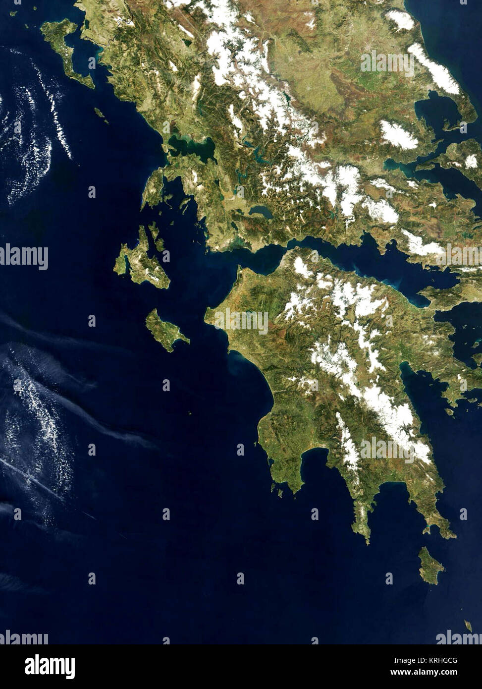 Satellite image of Ionian Islands in March 2003 Stock Photo - Alamy