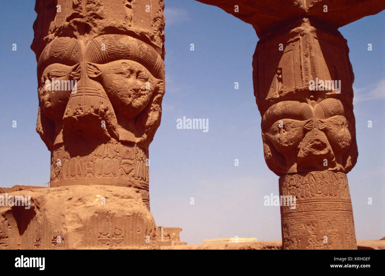 Hathor capitals,Temple of Hathor at Dendera,Egypt Stock Photo - Alamy