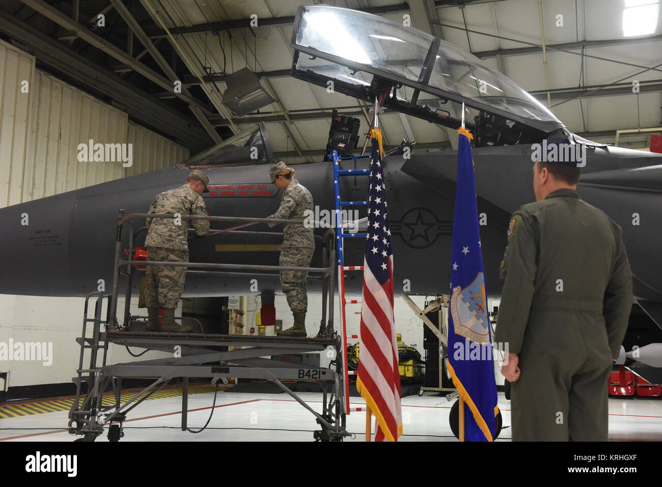 Col. Michael Eltz, the new 414th Fighter Group commander, watches as ...