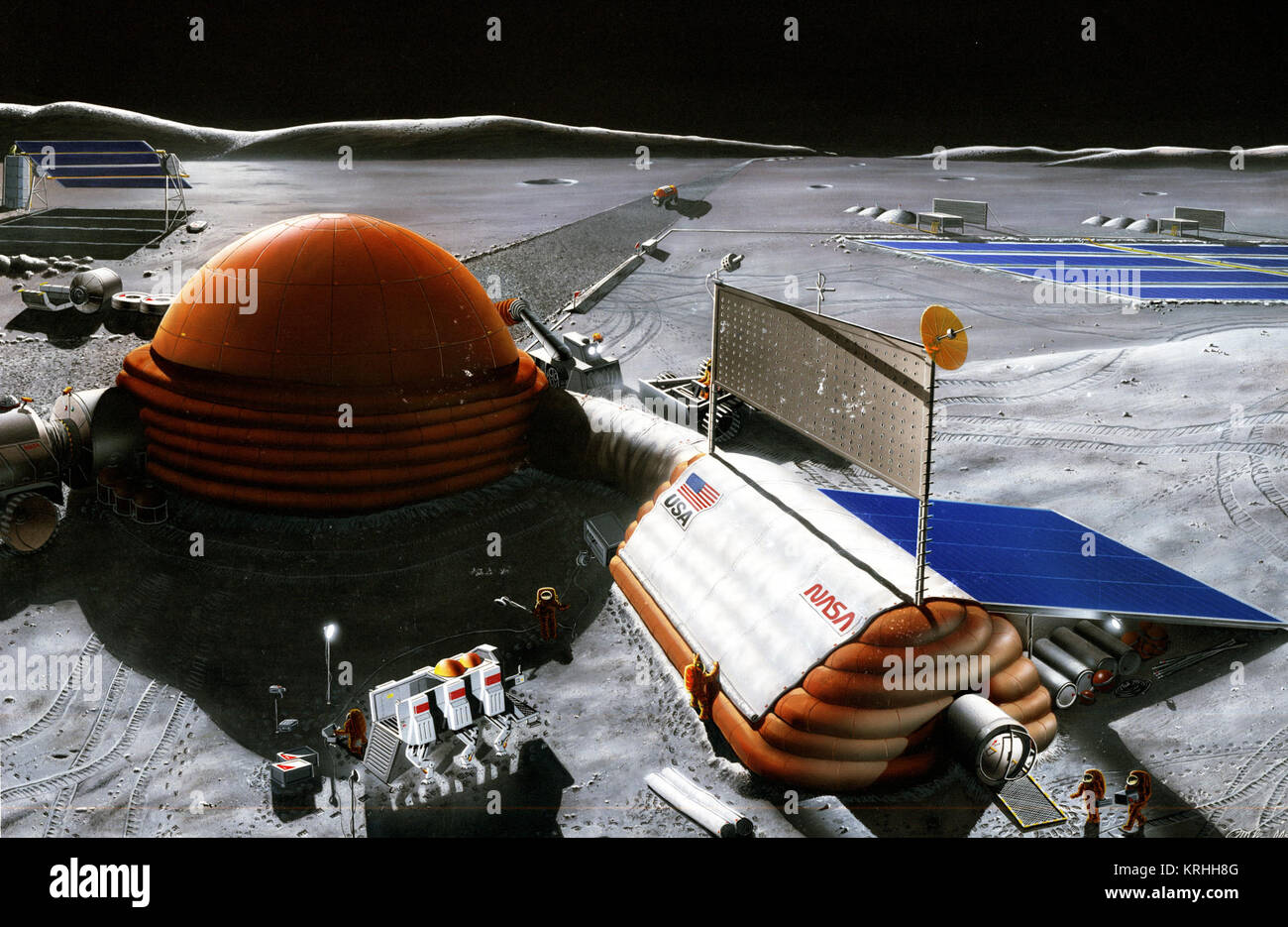 Artistic depiction of a NASA lunar base Stock Photo - Alamy