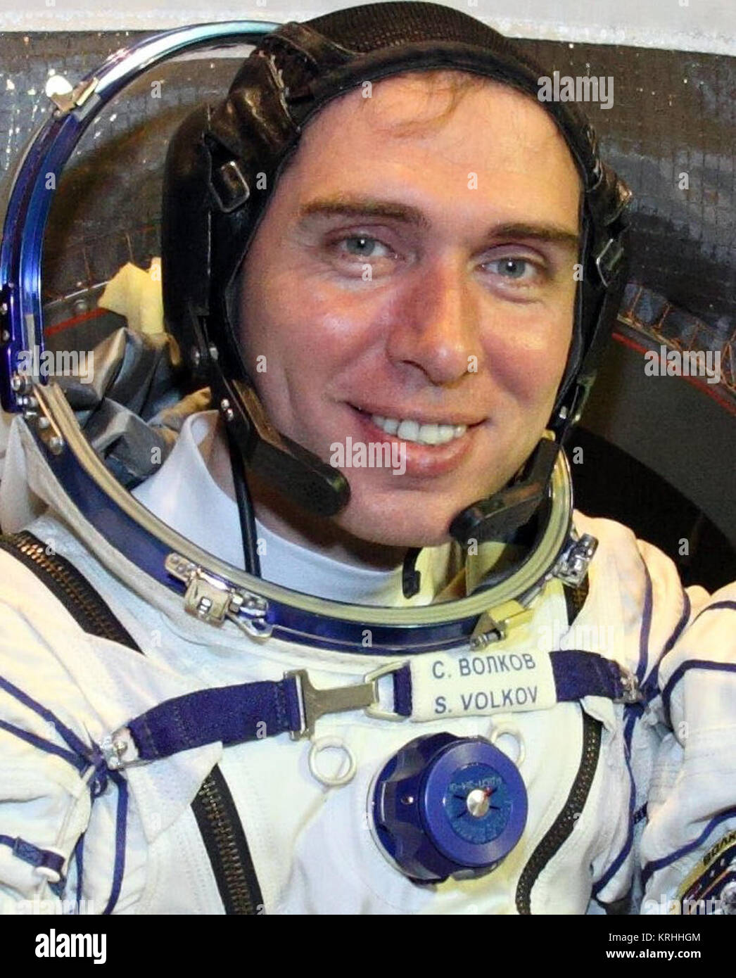 Sergey volkov Soyuz TMA-02M cropped Stock Photo - Alamy