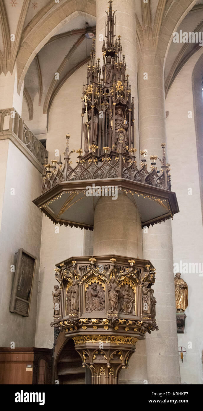the neo-Gothic pulpit of 1887, the Cathedral of Our Lady and Sts ...