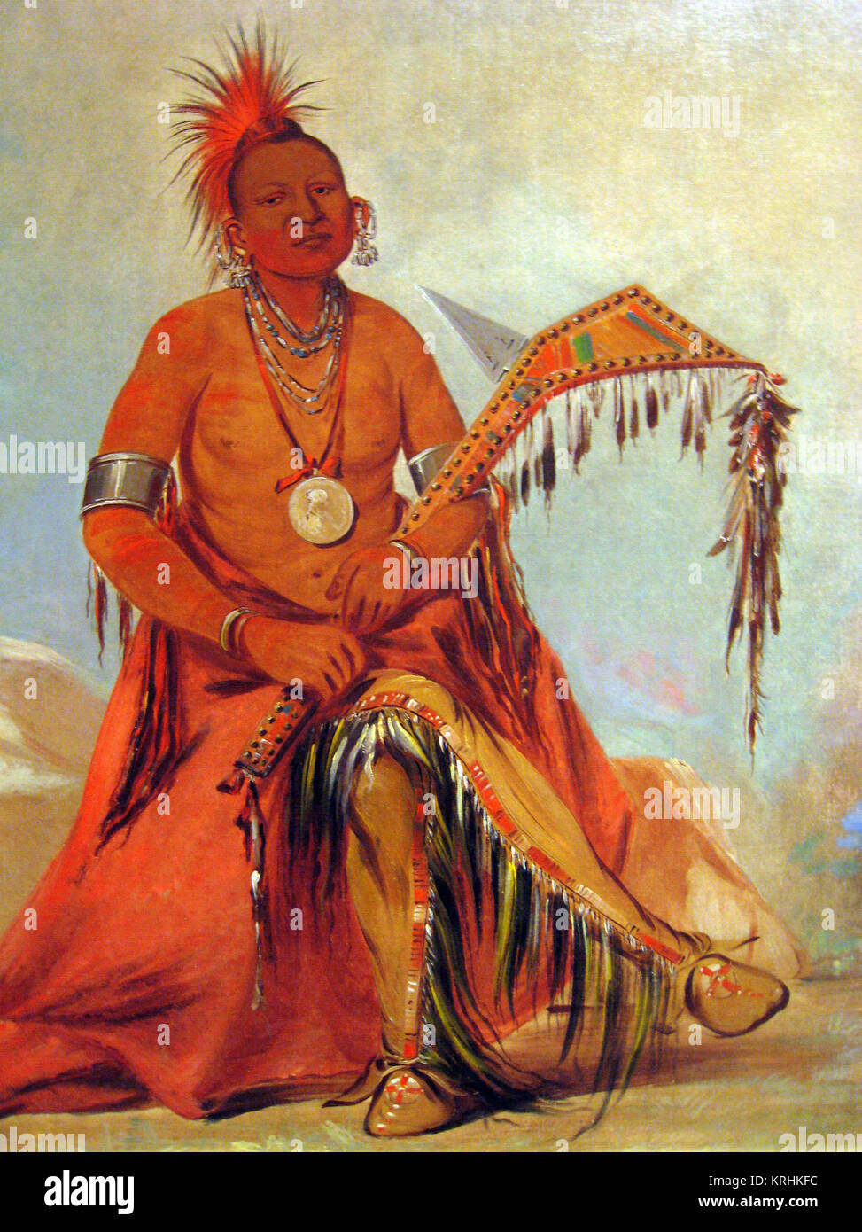 George Catlin Native American with War Club Stock Photo - Alamy