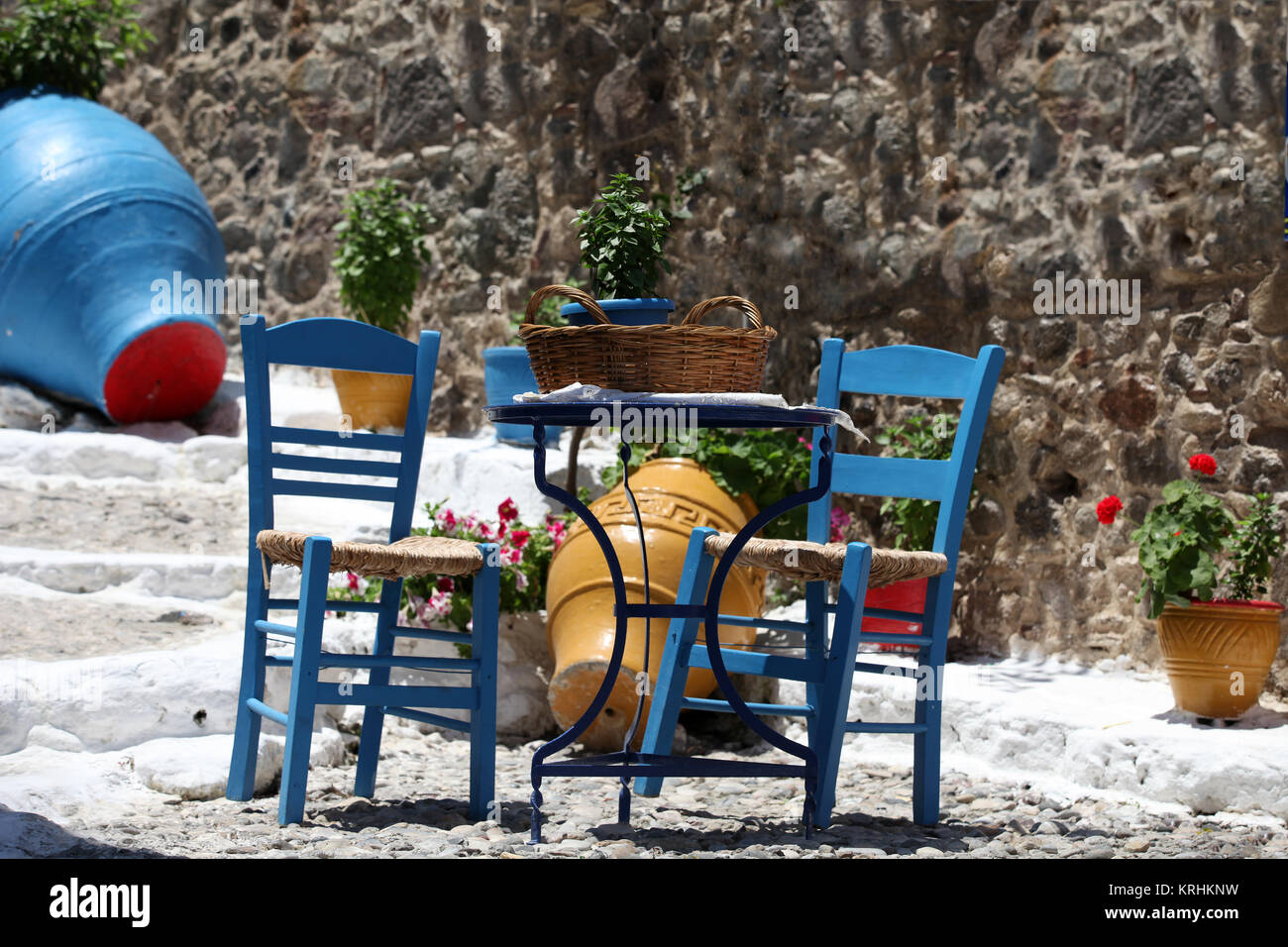Traditional colors for Greek architecture Stock Photo - Alamy