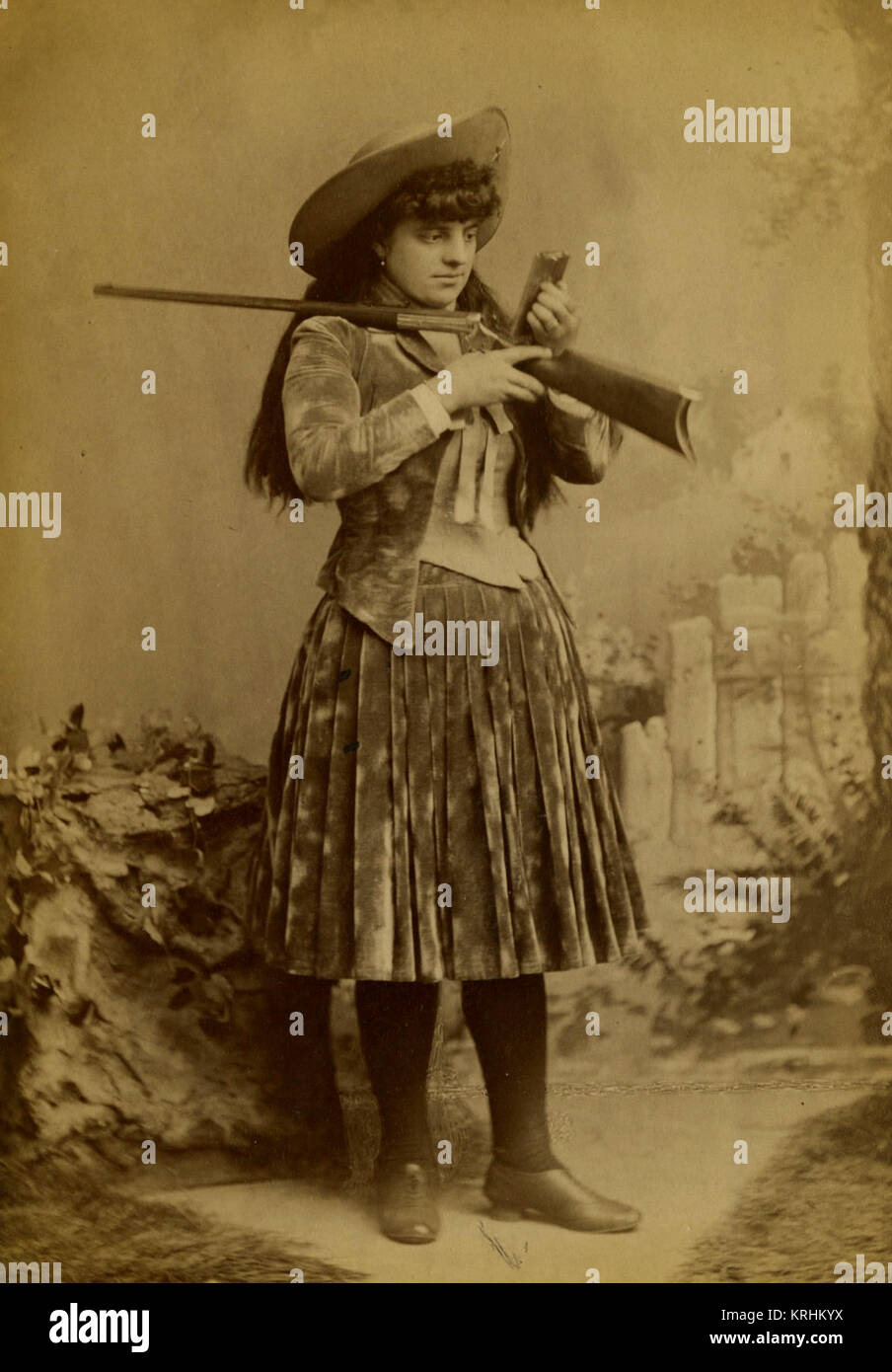 Female Wild West Sharpshooter With Rifle, 1889 Stock Photo - Alamy